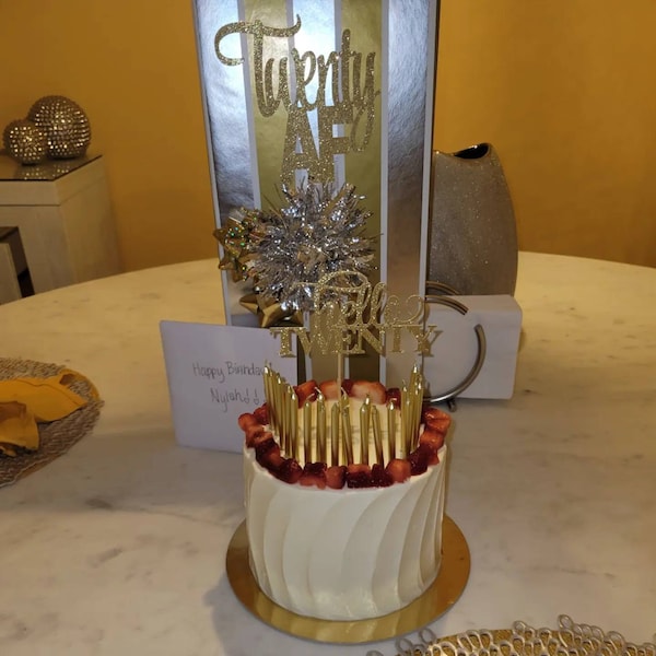Glitter Twenty AF Cake Topper, Big 20, Happy 20th Birthday, Glitter 20 ...
