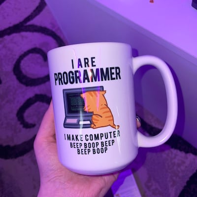 Computer Programmer Cat Funny Mug, Computer Coder Pun Nerd Meme Mugs, Funny Coworker Gift, Gifts ...