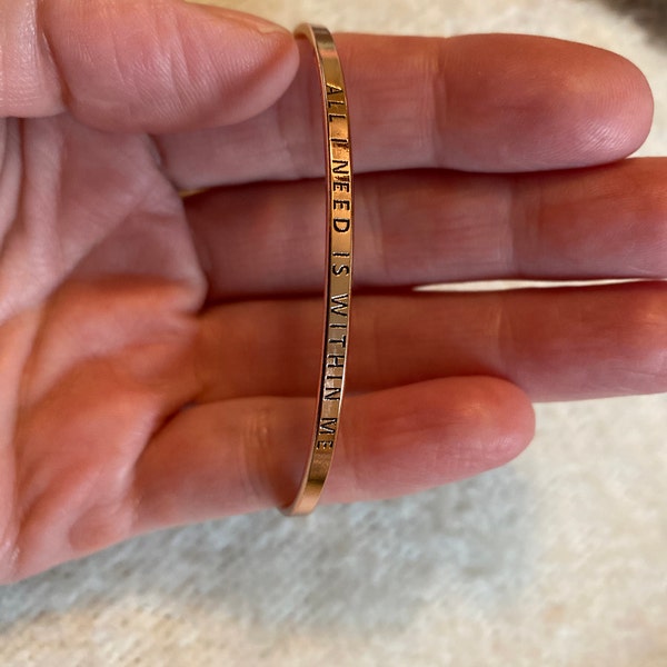 Inspirational Bracelet, Message Engraved Bracelet, Personalized Bangle ...