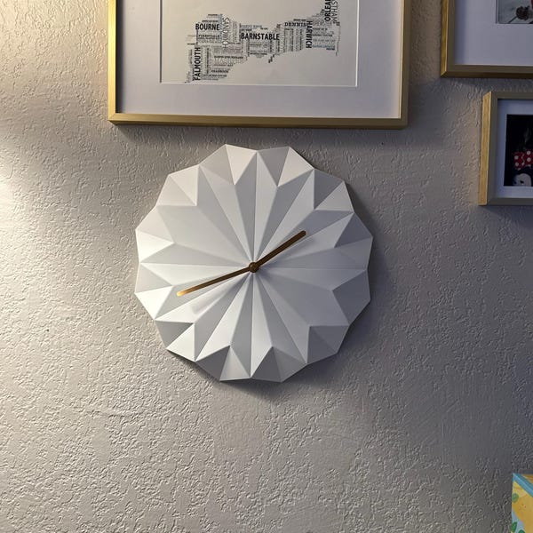 White Origami Wall Clock - SOLA - Etsy