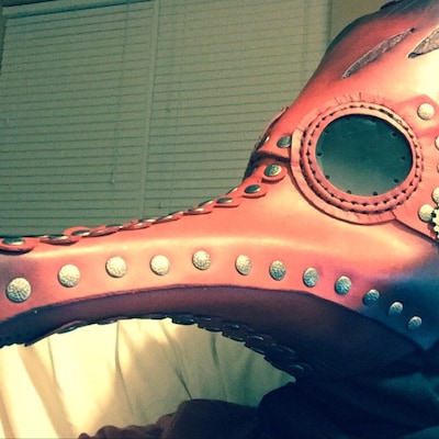 Plague Doctor Mask in Red Leather Steampunk Inspired Plague Doctor ...