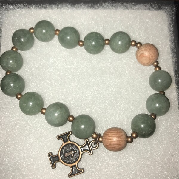 Rosary Bracelet Wrap Around: Cream Ivory Jasper, Light Tan Jade Beads ...
