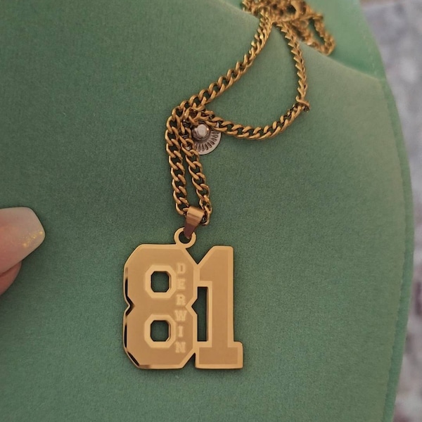 Custom Frosted Sport Number Necklace With Name|year Necklace ...