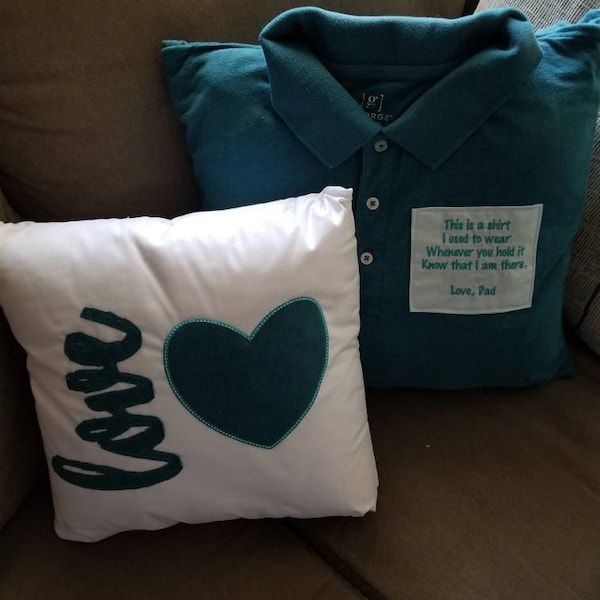 Memory Shirt Pillow Set, Love Memory Pillows, , Loss of Dad, Grief Gift ...
