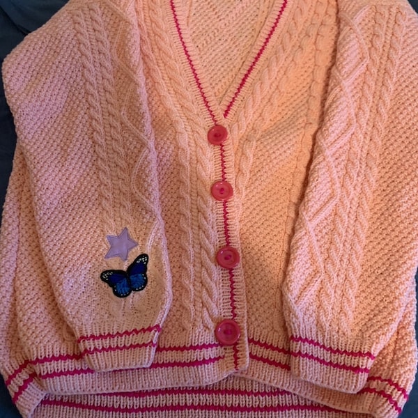 Star Cardigan Sweater | Pink Lover Folklore Handmade Knit Jacket ...