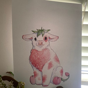 Strawberry Cow Print - Etsy