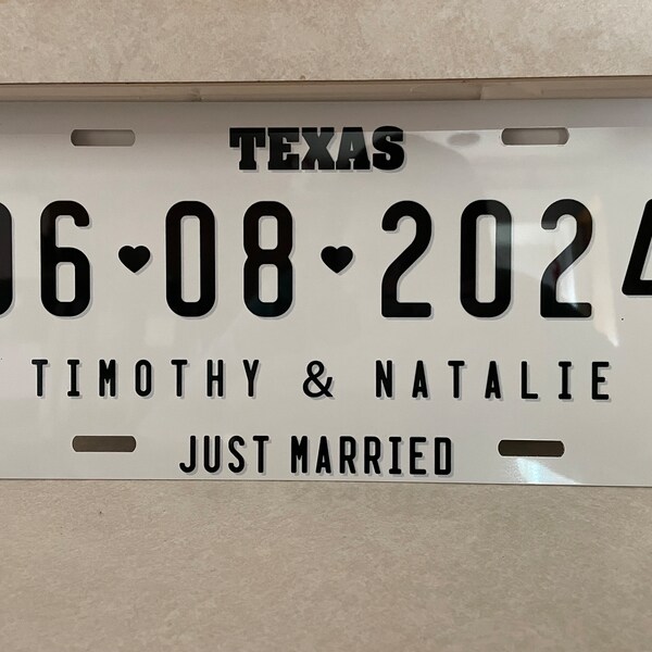 Wedding License Plate - Just Married Mr and Mrs - Wedding Car License ...
