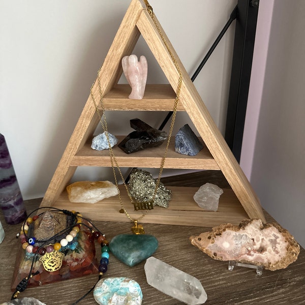 Wooden Crystal Storage - Triangle Shelf - Shelving for Gemstones and ...
