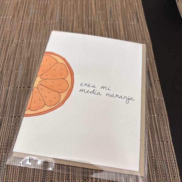 Eres Mi Media Naranja Hand-illustrated Love Spanish Greeting Card - Etsy