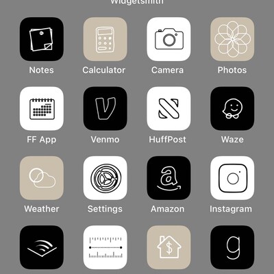 Minimalist Icon Theme Pack for iPhone IOS 14-15 App Covers Black, White ...