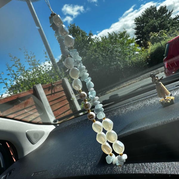 Personalised Crystal Car Charm | Gem Stone Car Mirror Accessory | Y2K ...