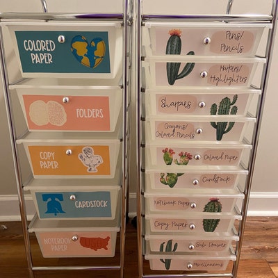 CACTUS Teacher Rolling Cart Drawer Labels Editable Cactus Classroom ...