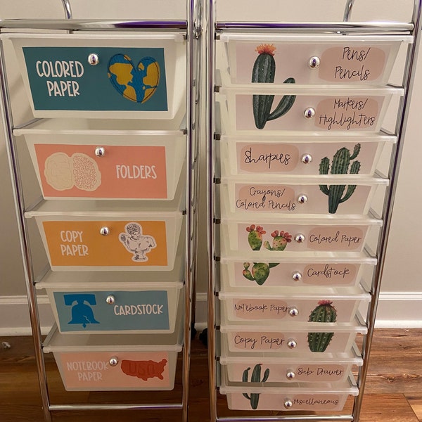 CACTUS Teacher Rolling Cart Drawer Labels | Editable | Cactus Classroom ...