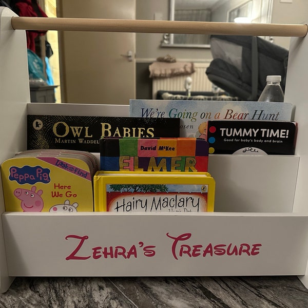 Personalised Childrens Book Caddy Case, Bookshelf, 1st Birthday. Gift ...