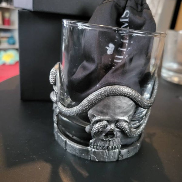 Handcrafted Skull & Snakes Pewter Whisky Glass -gothic Design - Unique ...