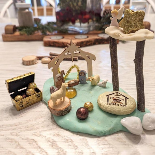 Nativity Playdough Kit, Holiday Playdough Sensory Kit, Religious Gift ...