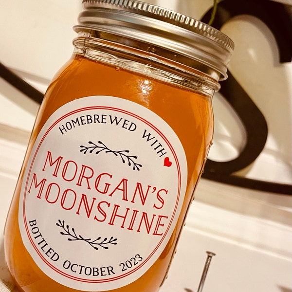 Custom Homemade Moonshine Stickers, Vintage Homebrewed Round Printed ...