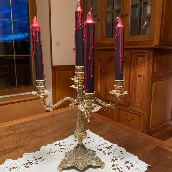 Black Red Taper Candles,blood Dripping Candle,halloween Candle,gothic ...