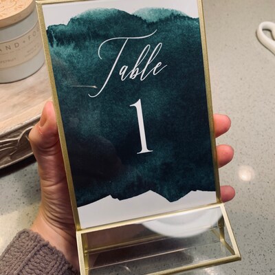 Emerald Green Watercolor Table Numbers, Printable Table Numbers, Green ...