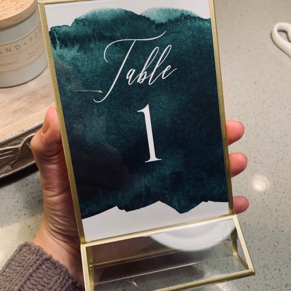 Emerald Green Watercolor Table Numbers, Printable Table Numbers, Green ...
