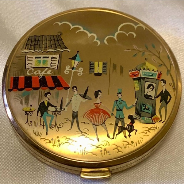 Vintage Half Moon Mother of Pearl Compact. for Loose Powder. A.s.brown ...