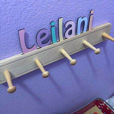 Colorful Kids Coat Rack With Personalized Name Fast Delivery - Etsy