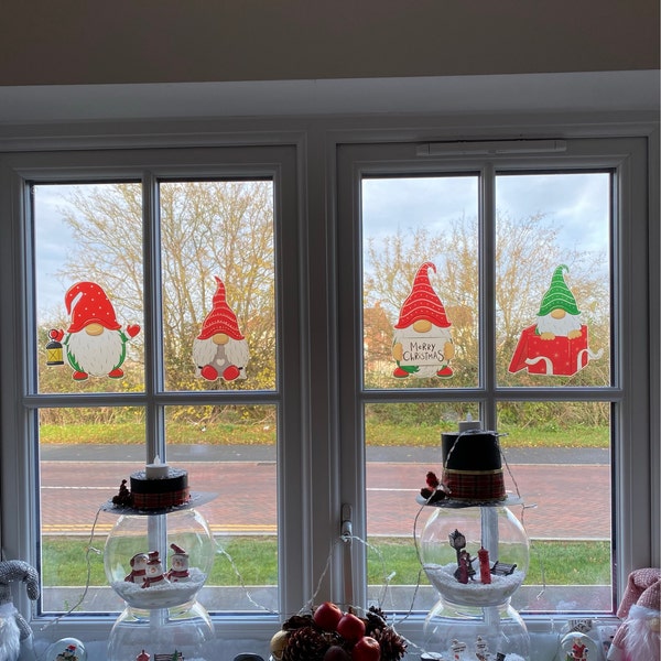 Christmas Gnomes Window Sticker, Christmas Window Decal, Christmas ...