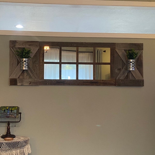 8 Pane Farmhouse Wall Decor Window Mirror - Rustic Window Mirror ...