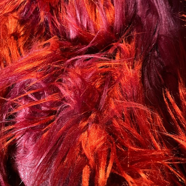 Eden BURGUNDY Shaggy Long Pile Soft Faux Fur Fabric for Fursuit ...
