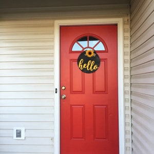 Sunflower Door Hanger Front Door Sign Fall Door Hanger Door Decor Round ...