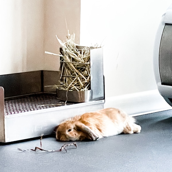 Stainless Steel Scatterless Litter Pan Box With Guard Small Pets Rabbit ...