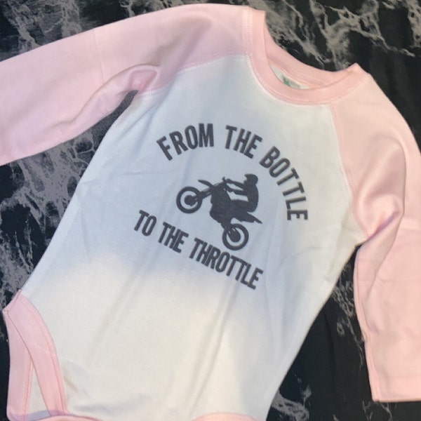 Motocross Onesie®, From the Bottle to the Throttle, Dirt Bike Baby Onesie®, Raglan Bodysuit ...