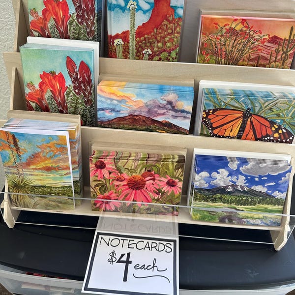 3-tier Wooden Greeting Card Display Rack With Clear Acrylic Front ...