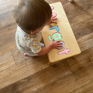 Name Puzzle Step Stool Bench Birthday Gift Wood Personalized Puzzle ...