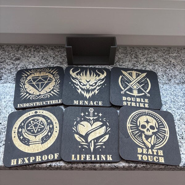 Wooden Ability Counter Set Compatible With Magic (MTG) - Laser Engraved ...