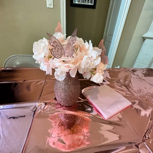 Set of 5 Sparkly Light Pink Chunky Glitter Vases 7, Wedding Decor ...