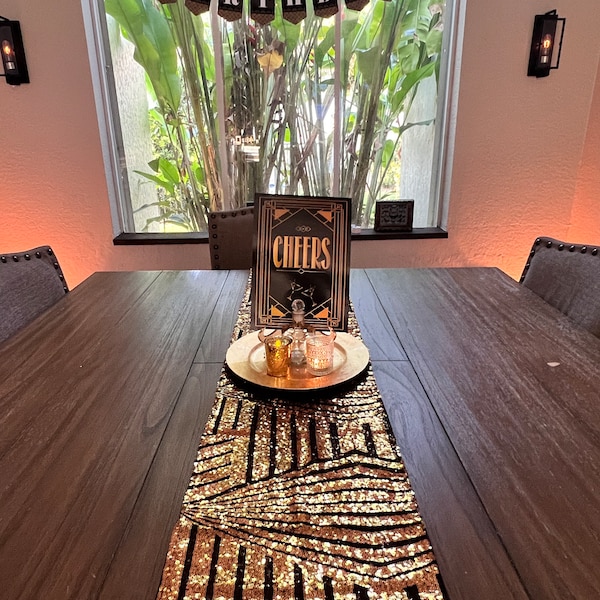 Roaring 20s Decorations Table Runner, 1920s Decor, Gatsby Theme, Black ...