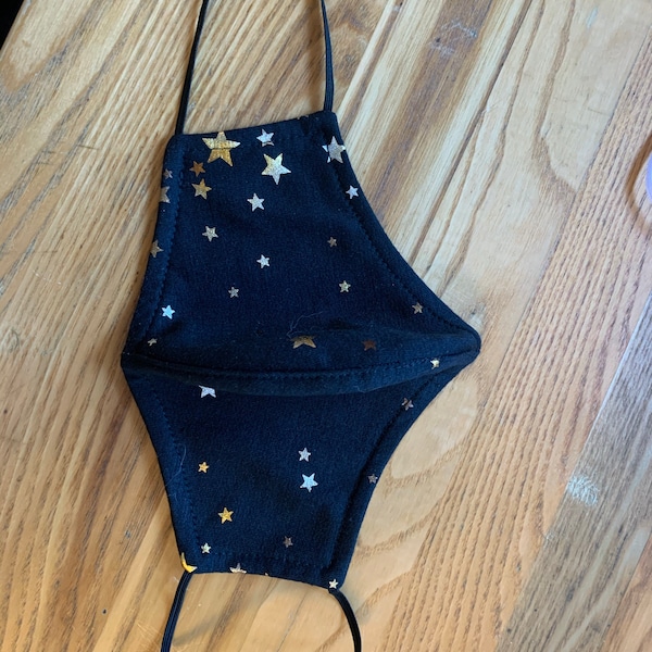 Black Star Print Face Mask - Reusable, Washable, Fashion Fitted Contour ...