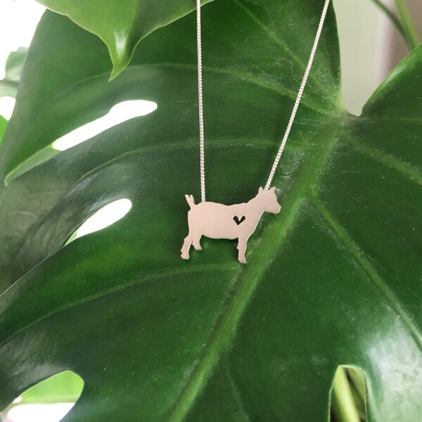 Tiny Pygmy Goat Necklace, Sterling Silver Hand Cut Pendant and Heart - Etsy