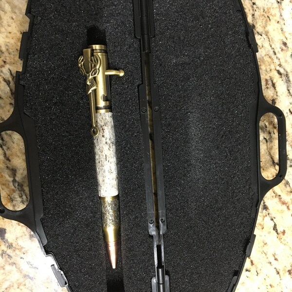 Deer Hunter Gift, Bullet Gun Pen, Hunting Gift, Deer Antler Pen, Bolt ...
