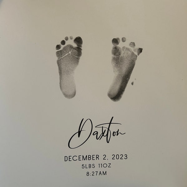 Personalised Birth Print, Newborn Footprint, Baby Footprint Art, Birth ...