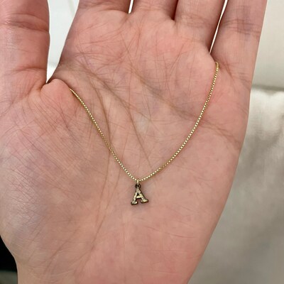 Gold Tiny Necklace, Small Letter Necklace, Dainty Letter Necklace ...
