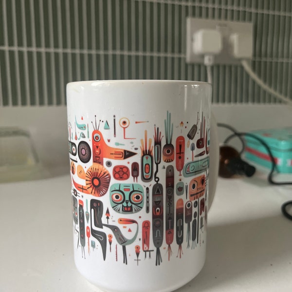 Geometric Pattern Mug Modern Design Cup Abstract Geometric Mug Stylish ...