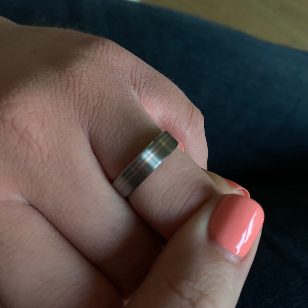 Platinum and 18k Rose Gold Titanium Ring, Mixed Metal Jewelry, Wedding ...