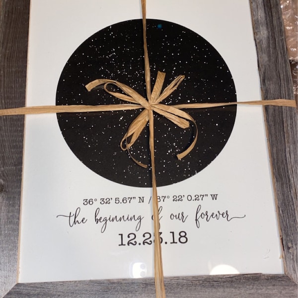 Latitude and Longitude Coordinates Wedding Print- Engagement Gift With ...