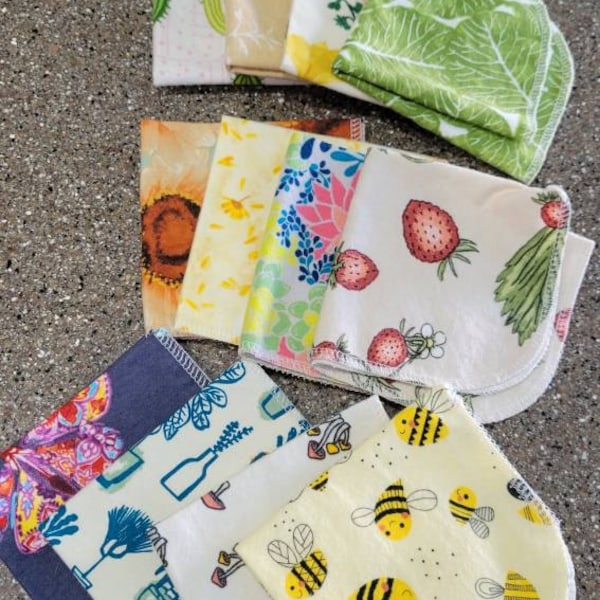 Reusable Napkins - Single-ply Cotton Flannel - Random Prints | Cloth ...