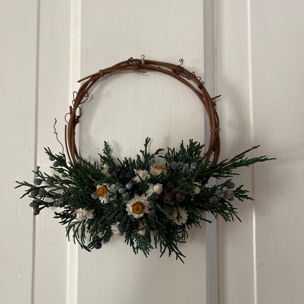 Wildflower Heart Wreath, Grapevine Wreath With Dried Flowers, Heart ...