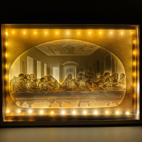 Last Supper Shadow Box SVG Template, Da Vinci Papercut Lightbox Cricut ...