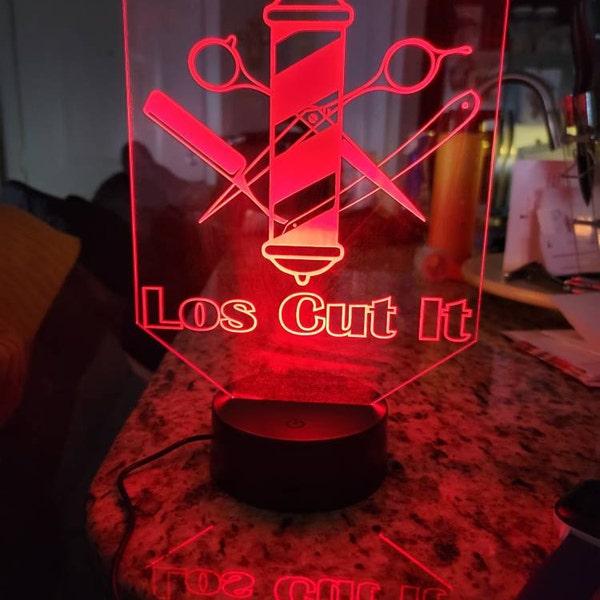 Barber Shop Light up Sign, Personalized Free, LED Night Lamp, With ...