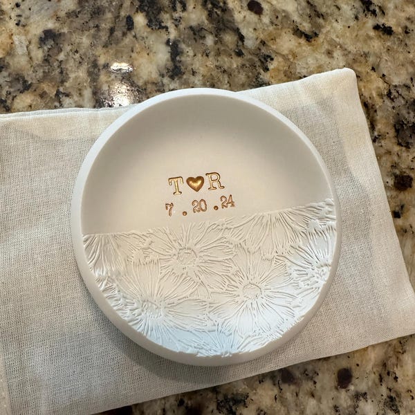 Olive Vine Personalization Ring Dish, Custom Ring Holder, Engagement ...